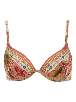 Agua Bendita Floral-print Bikini Top - Neutrals