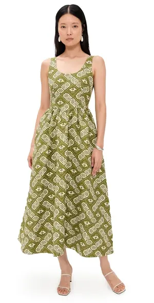 Hunter Bell Maddy Floral-embroidered Quilted Midi Dress