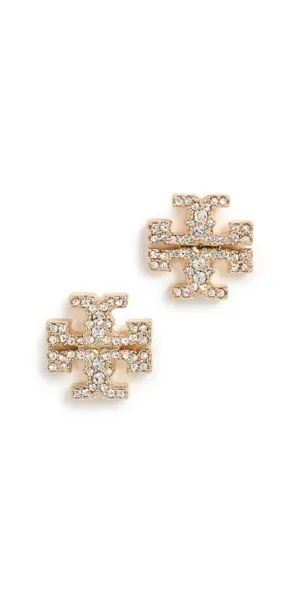 Tory Burch Icon Pavé Stud Earrings - Tory Gold / Crystal