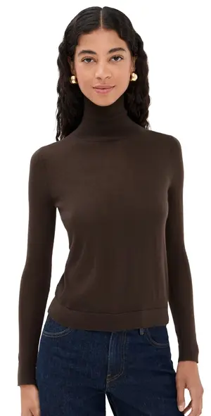 Co Long Sleeve Cashmere Turtleneck - Chocolate