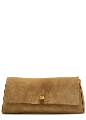 Khaite Audrey Suede Clutch - Brown