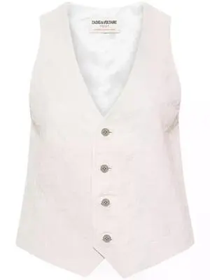 Zadig&Voltaire Emilie Leather Waistcoat - Neutrals