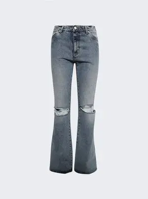 Natasha Zinko Distressed Knees Flared Jeans - Blue