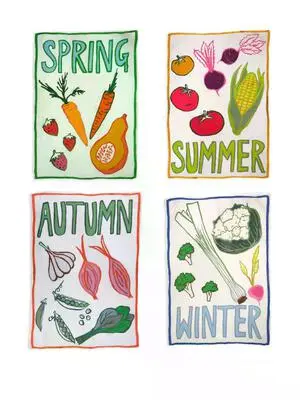 AMUSE LA BOUCHE Seasonal-vegetable Tea Towels - Multicolour