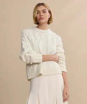Women's Cable Knit Crewneck Sweaters
