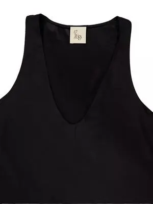 PAULA Silk V-neck Tank Top - Black