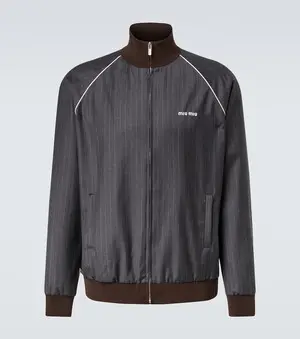 Miu Miu Logo Pinstripe Virgin Wool Track Jacket