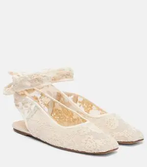 Magda Butrym Lace Slingback Flats - White