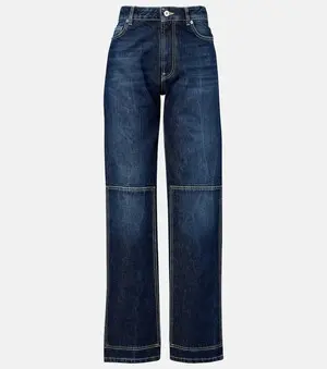 JEAN PAUL GAULTIER Cutout High-rise Wide-leg Jeans - Blue