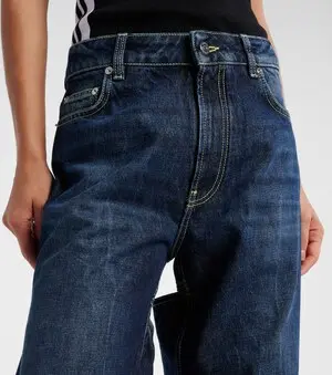 JEAN PAUL GAULTIER Cutout High-rise Wide-leg Jeans - Blue