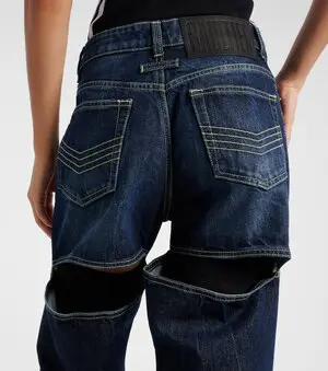 JEAN PAUL GAULTIER Cutout High-rise Wide-leg Jeans - Blue