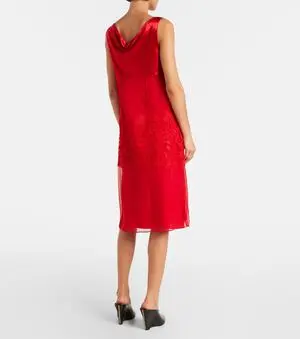 FERRAGAMO Draped Silk Midi Dress - Red
