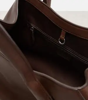 THE ROW Alger Medium Leather Shoulder Bag - Brown