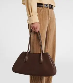THE ROW Alger Medium Leather Shoulder Bag - Brown