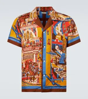 BODE Manhattan Island Printed Silk Bowling Shirt - Multicoloured