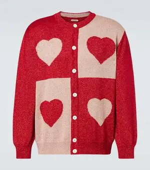 BODE Lamé Jacquard Cardigan - Red