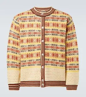 BODE Marzipan Jacquard Wool Cardigan - Multicoloured