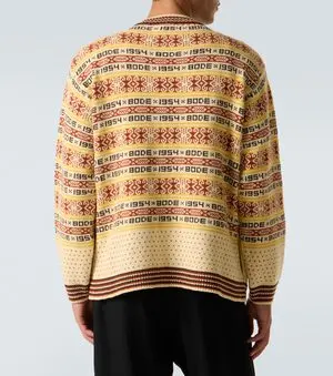 BODE Marzipan Jacquard Wool Cardigan - Multicoloured
