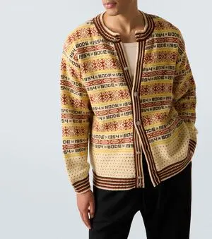 BODE Marzipan Jacquard Wool Cardigan - Multicoloured