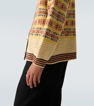 BODE Marzipan Jacquard Wool Cardigan - Multicoloured