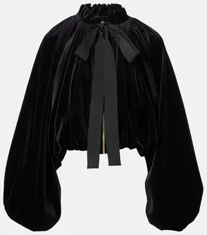 PATOU Bow-detail Velvet Jacket - Black