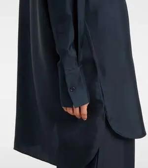 RÓHE Oversized Silk Satin Shirt - Blue