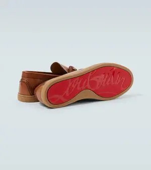 CHRISTIAN LOUBOUTIN Chambeliboat Leather Slip-on Shoes - Brown