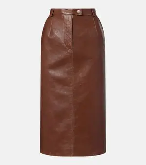Prada Leather Pencil Skirt - Brown