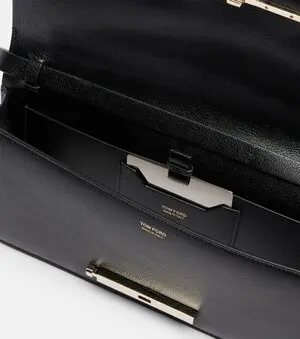 TOM FORD Double T Leather Shoulder Bag - Black