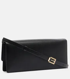 TOM FORD Double T Leather Shoulder Bag - Black