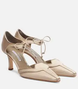 Manolo Blahnik Orata 70 Satin Pumps - Beige