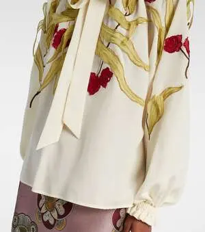 La DoubleJ Cerere Embroidered Silk Blouse