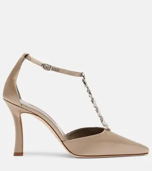 Manolo Blahnik Molara Embellished Satin Pumps