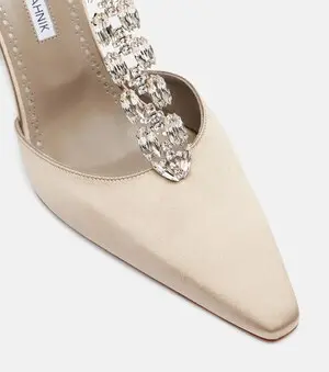 Manolo Blahnik Molara Embellished Satin Pumps