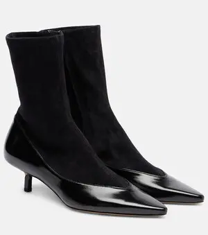 Jacquemus Tourni Leather And Suede Ankle Boots - Black