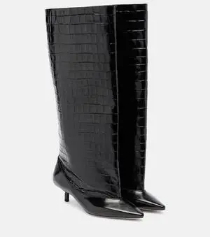 Jacquemus Tourni Croc-effect Leather Knee-high Boots - Black