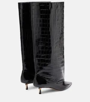 Jacquemus Tourni Croc-effect Leather Knee-high Boots - Black