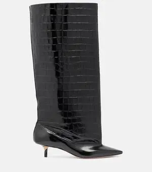 Jacquemus Tourni Croc-effect Leather Knee-high Boots - Black
