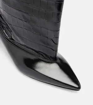 Jacquemus Tourni Croc-effect Leather Knee-high Boots - Black