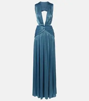 Costarellos Draped Open-back Jersey Gown - Blue