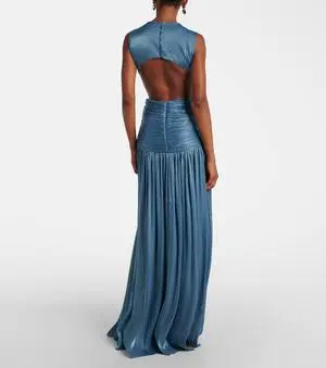 Costarellos Draped Open-back Jersey Gown - Blue