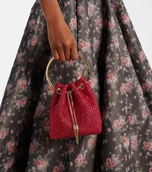 JIMMY CHOO Bon Bon Small Embellished Bucket Bag - Red