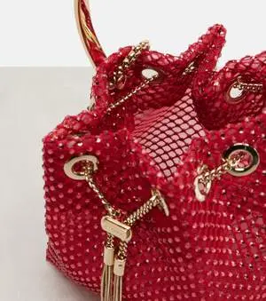 JIMMY CHOO Bon Bon Small Embellished Bucket Bag - Red