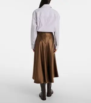 Altuzarra Ames Silk Satin Midi Skirt - Brown