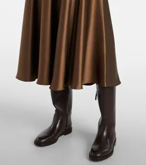 Altuzarra Ames Silk Satin Midi Skirt - Brown