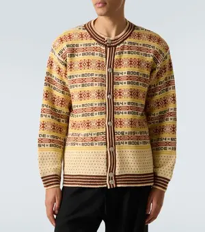 BODE Marzipan Jacquard Wool Cardigan - Multicoloured