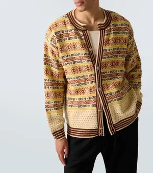 BODE Marzipan Jacquard Wool Cardigan - Multicoloured