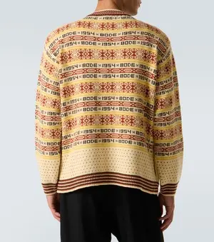 BODE Marzipan Jacquard Wool Cardigan - Multicoloured