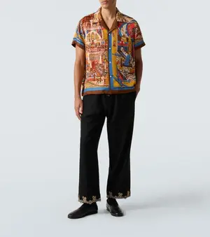 BODE Manhattan Island Printed Silk Bowling Shirt - Multicoloured