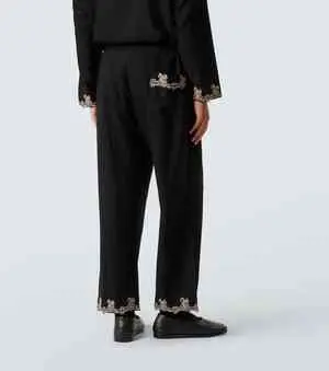 BODE Laurelist Wool Flannel Wide-leg Pants